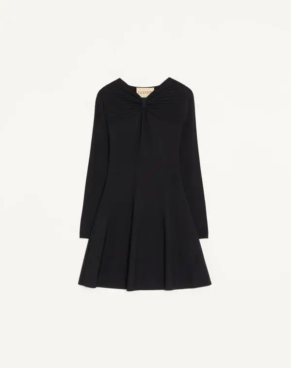 Valentino Garavani Stretch Viscose Dress With Ruched Bow Detail - Black