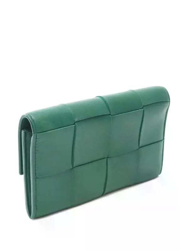 Bottega Veneta 2000s Cassette Intrecciato Leather Wallet - Green