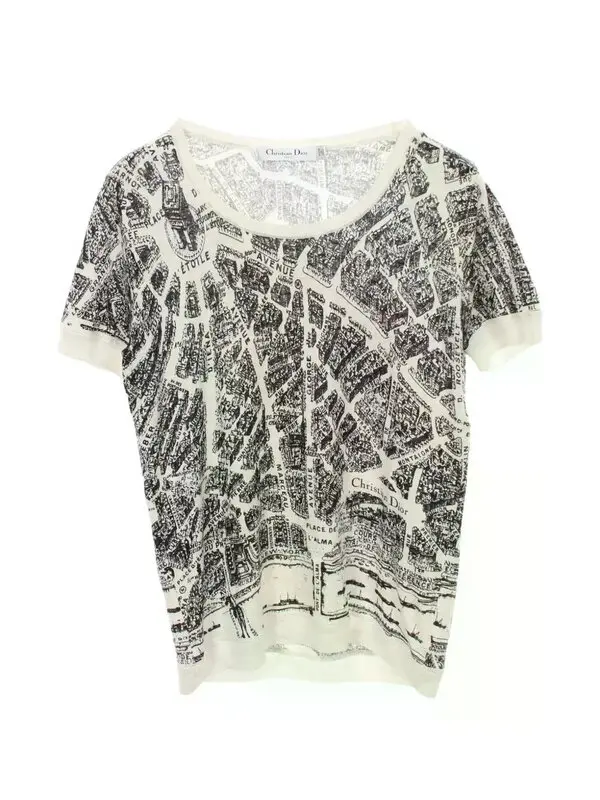 Dior Plan De Paris" V-neck T-shirt - Neutrals