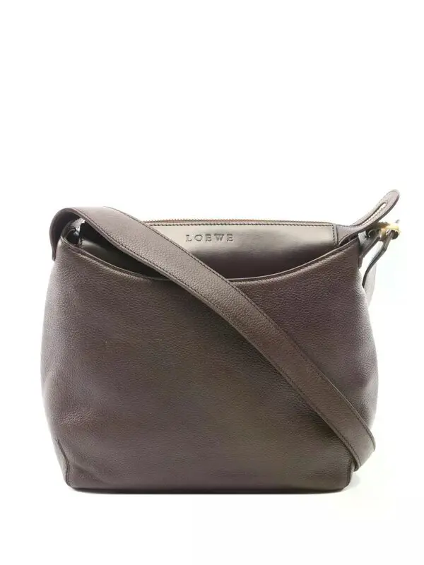 Loewe Grained Leather Logo Shoulder Bag - Brown