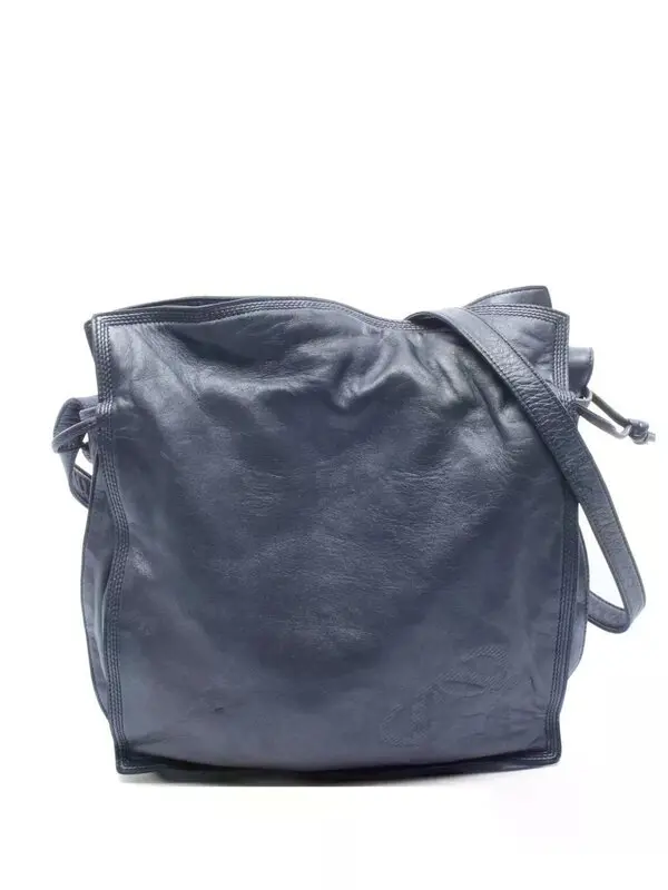 Loewe 2000s Anagram Leather Shoulder Bag - Blue