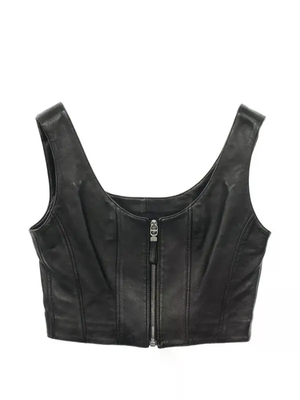 Dior Zip-up Leather Top - Black