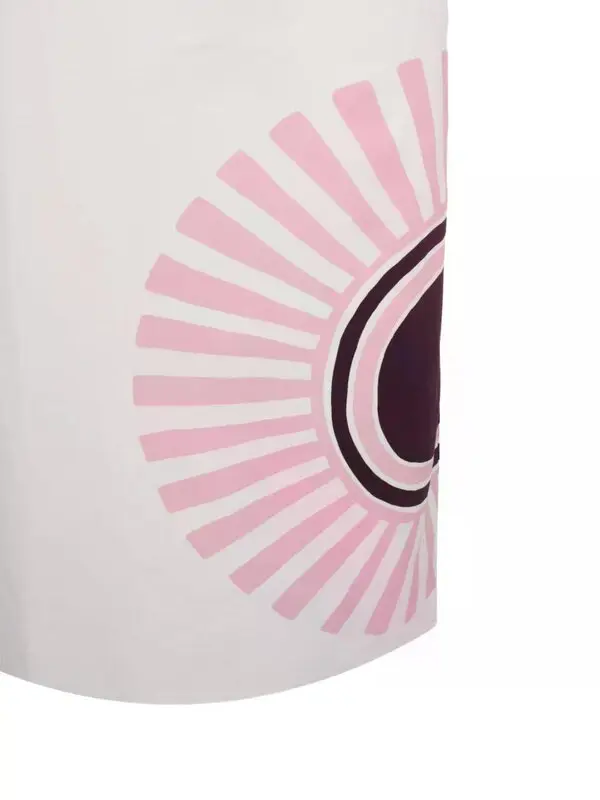 CALA DE LA CRUZ Strapless Graphic Print Midi Dress