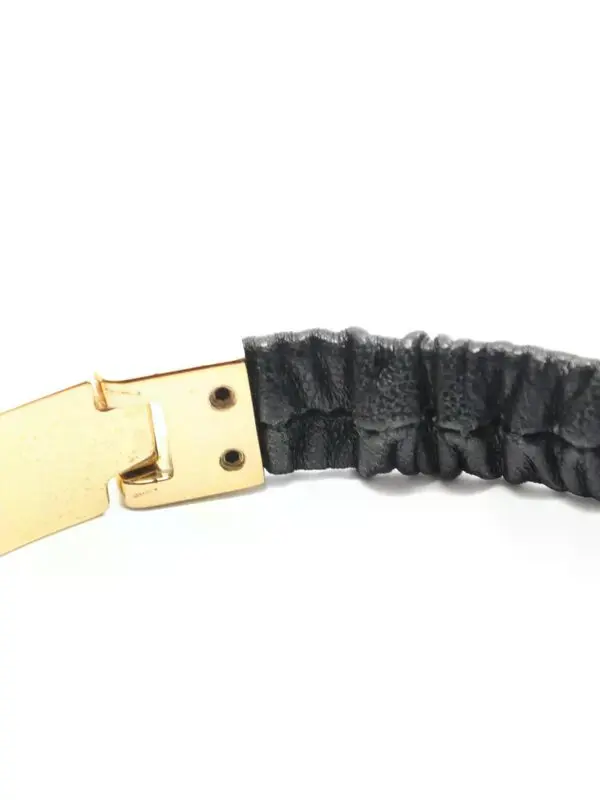 Miu Miu Logo Plaque Ruched Leather Bracelet