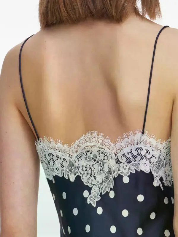 SELF-PORTRAIT Polka-dot Lace-trim Midi Dress