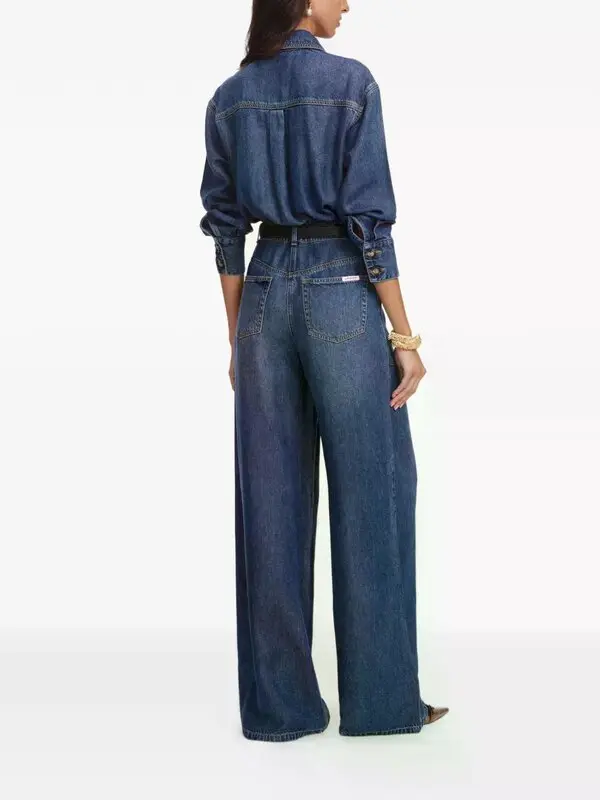 SELF-PORTRAIT Belted Denim Jumpsuit
