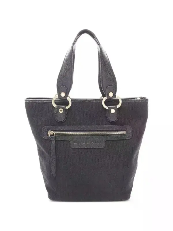 BVLGARI 2000s Logomania Canvas Tote Bag - Black