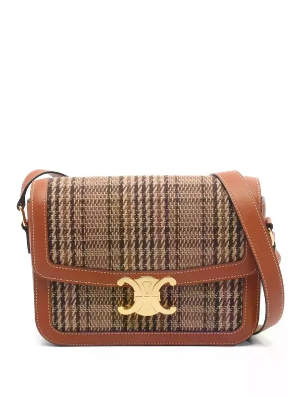 Celine Triomphe Tweed Shoulder Bag