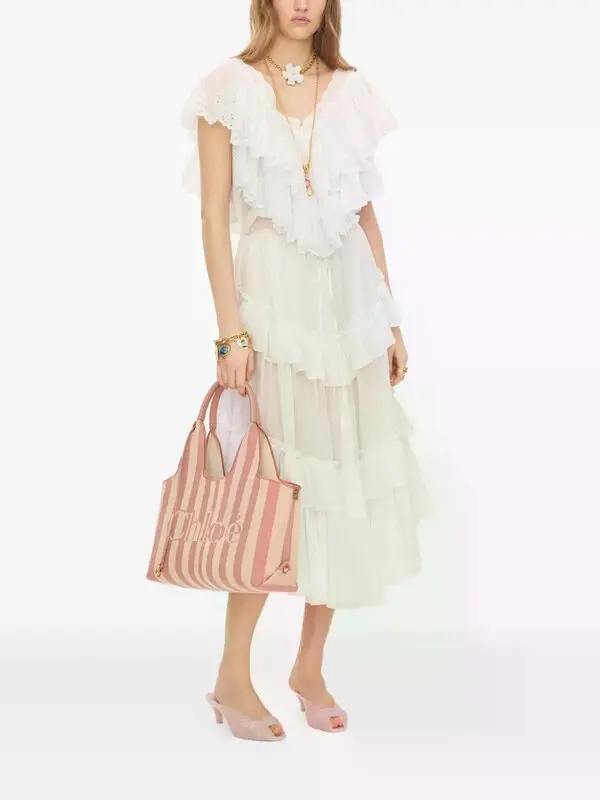 Chloé Striped Logo Tote Bag