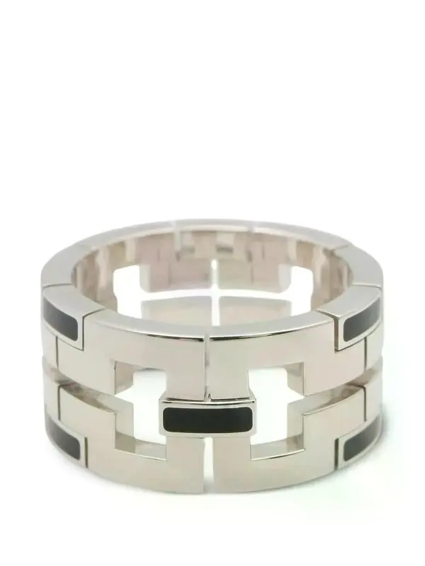 Cartier 18k White Gold Dragon Padlock Ring - Silver