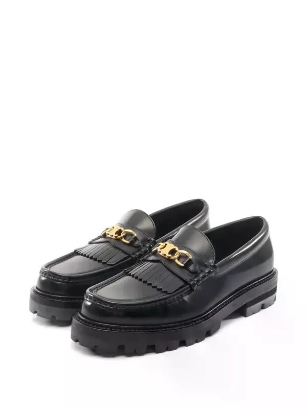 Celine Margaret Triomphe Leather Loafers - Black