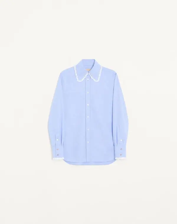Valentino Garavani Oxford Shirt With Lace Detail - Sky