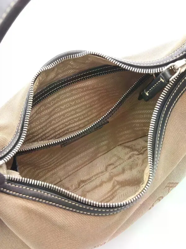 Prada 2000s Logo Jacquard Shoulder Bag - Neutrals