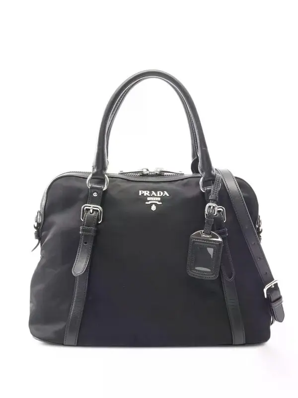 Prada Tessuto Leather-trim Tote Bag - Black