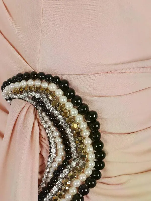Amen Embellished Ruched Halter Neck Dress