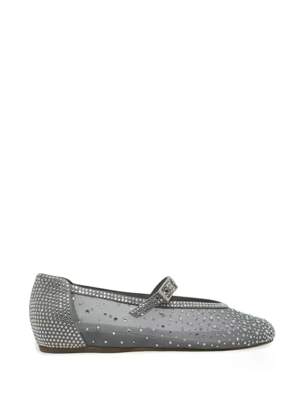 LE SILLA Gilda Crystal-embellished Mesh Ballet Flats - Grey