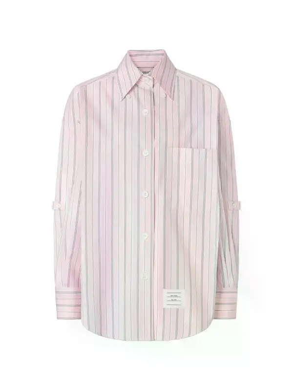 Thom Browne Striped Cotton Shirt - Pink