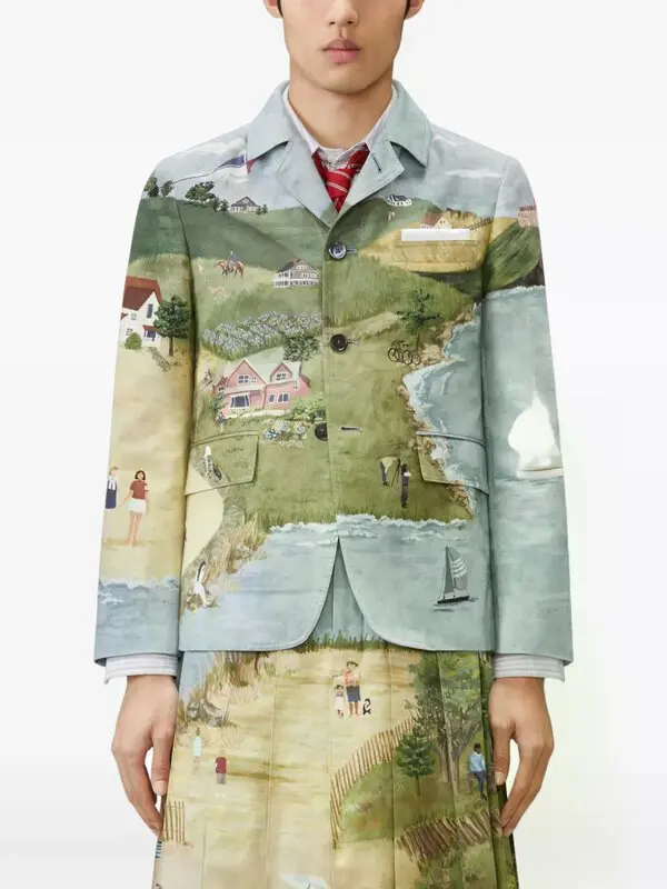 Thom Browne Nantucket Scenic Unconstructed Sportcoat - Blue