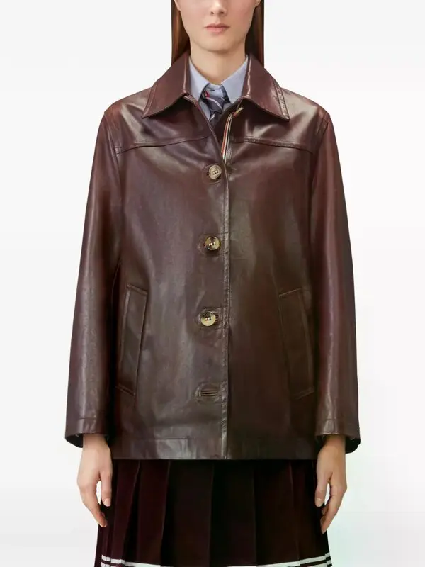 Thom Browne Dockside Leather Coat