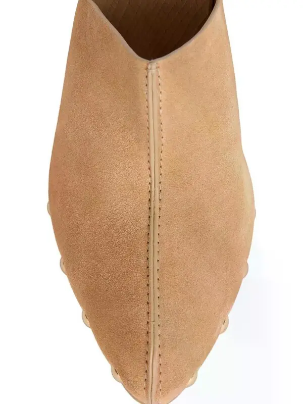 Balmain Wedge Clogs In Wood And Suede - Neutrals