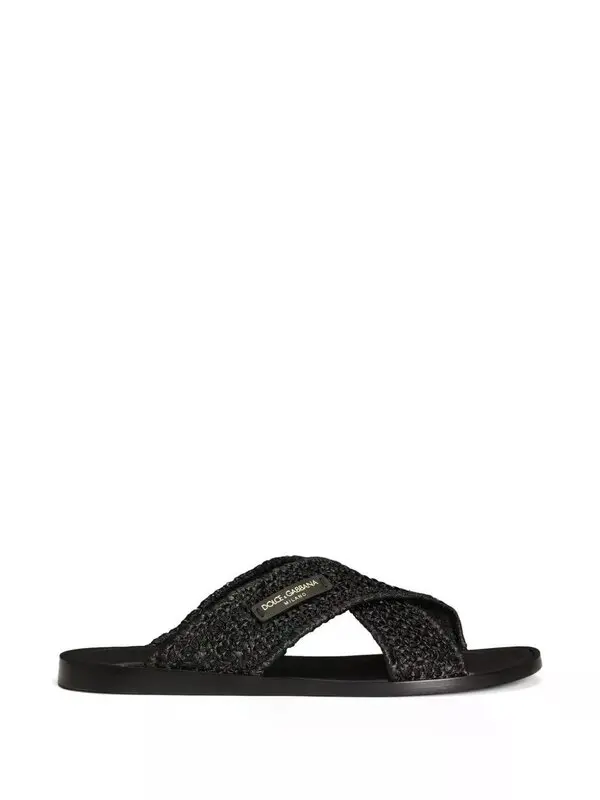 Dolce & Gabbana Raffia Sandals - Black