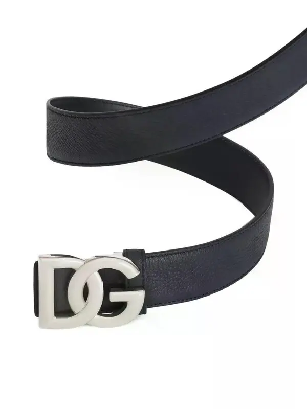Dolce & Gabbana Calfskin Belt With Dg Logo Buckle