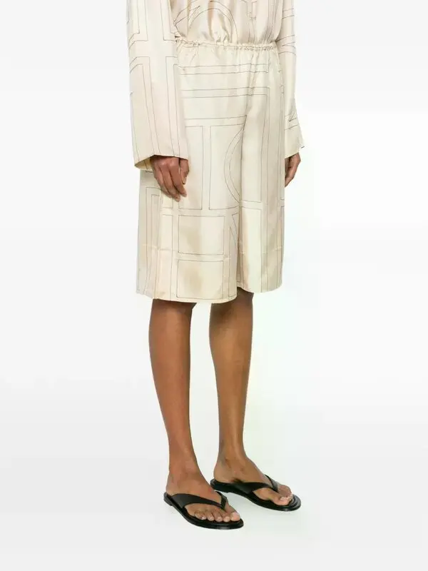 TOTEME Monogram-embroidered Silk Culottes