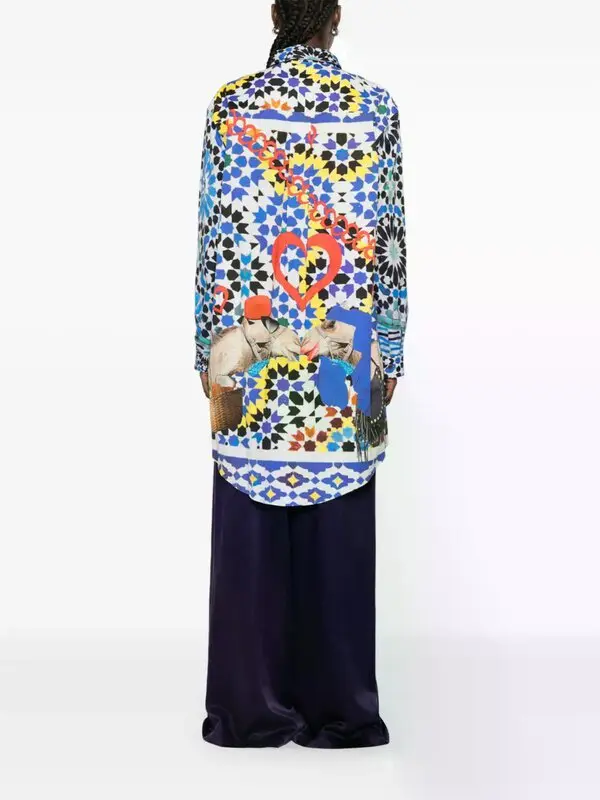 The Artistylist Panda Print Silk Shirt
