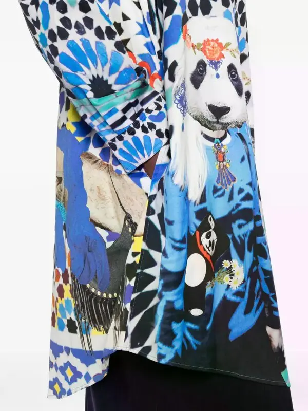 The Artistylist Panda Print Silk Shirt