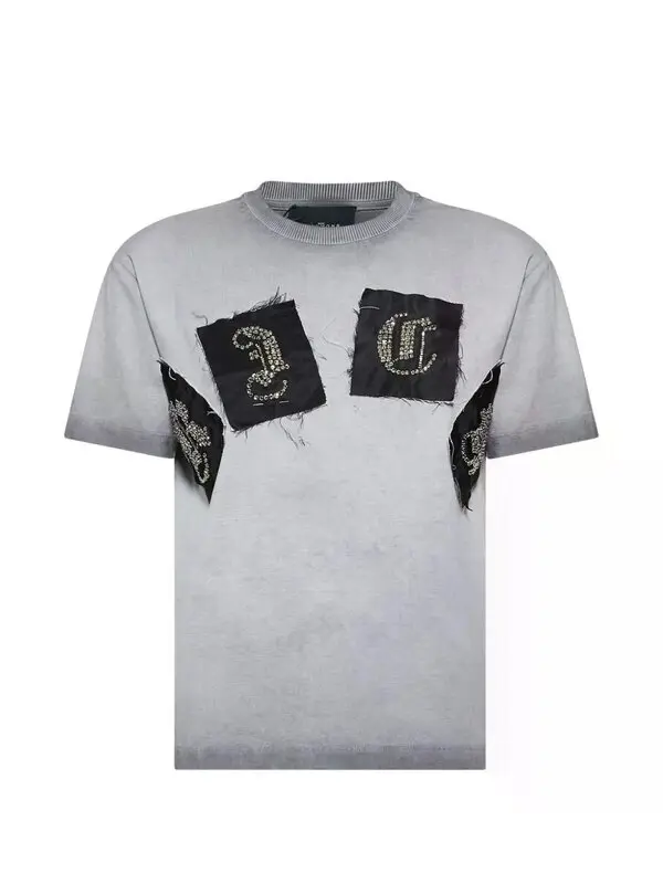 John Richmond Patchwork Embellished T-shirt - Grey
