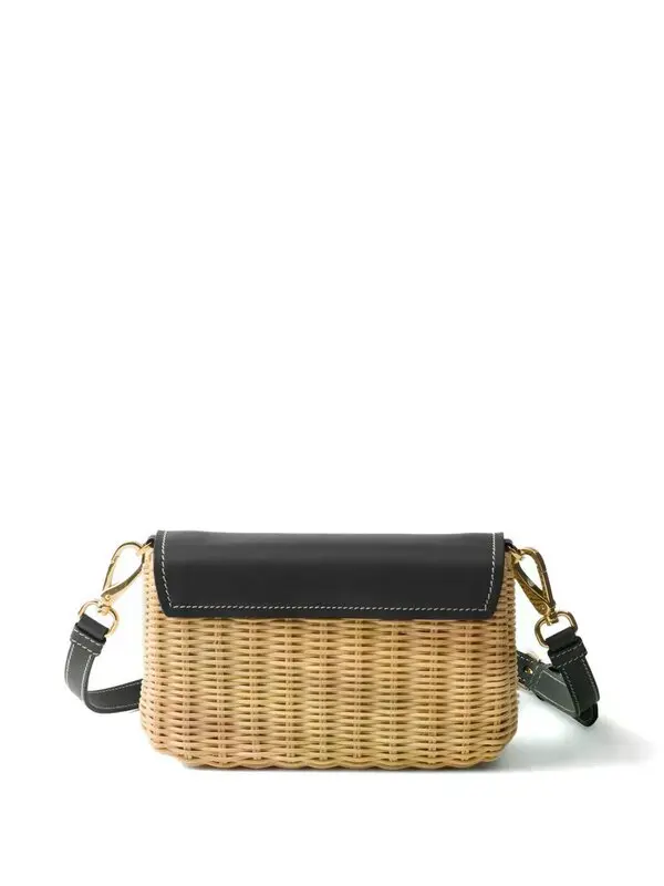 Prada Wicker And Leather Shoulder Bag