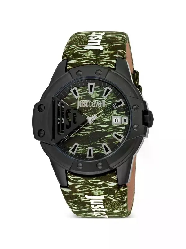Just Cavalli Scudo Camouflage-print 42mm Watch - Green