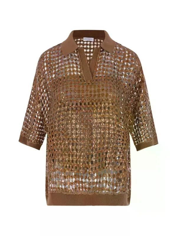 Brunello Cucinelli Open-knit Sequin-embellished Sweater