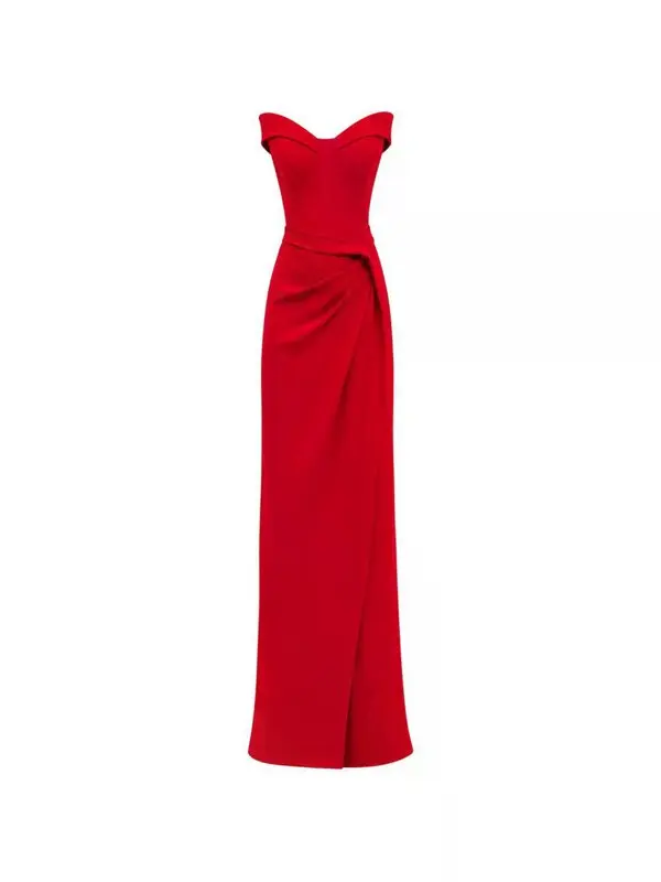 GEMY MAALOUF Strapless Draped Sweetheart Neck Dress - Red
