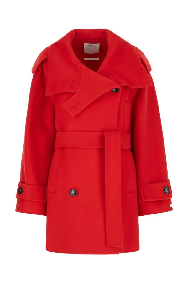 Sportmax Double-breasted Belted Coat With Notched Lapel