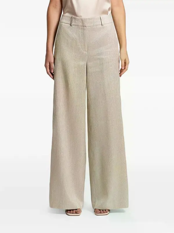 Peserico Herringbone Metallic Finish Wide-leg Trousers - Neutrals