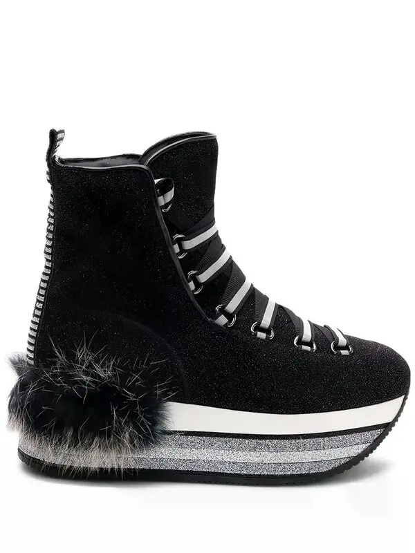 Hogan Fur-trimmed Platform Boots