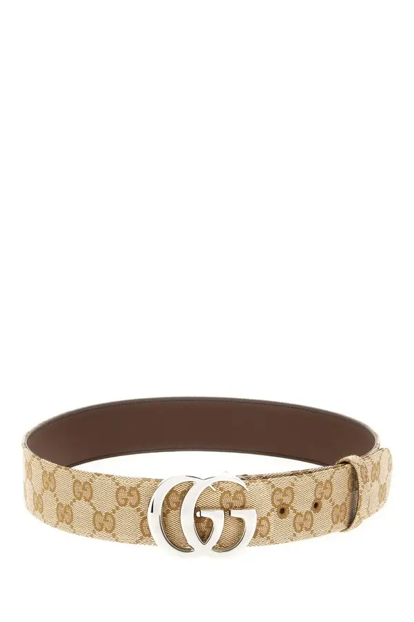 Gucci Gg Monogram Canvas Belt With Silver Tone Buckle - Multicolor
