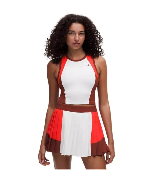 Lululemon Court Champ High-neck Tennis Tank Top - White/cherry Ember/cranberry Charm