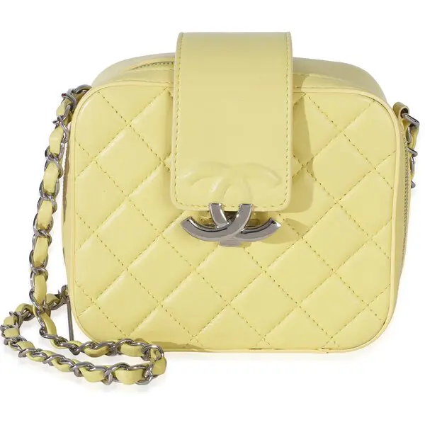Chanel Quilted Lambskin Cc Box Camera Bag - Yellow