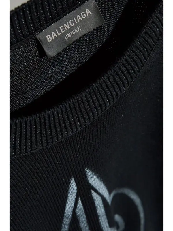 Balenciaga Logo Print Crew Neck Sweater