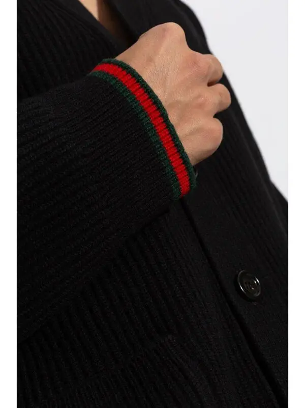 Gucci Web Stripe Trim V-neck Cardigan
