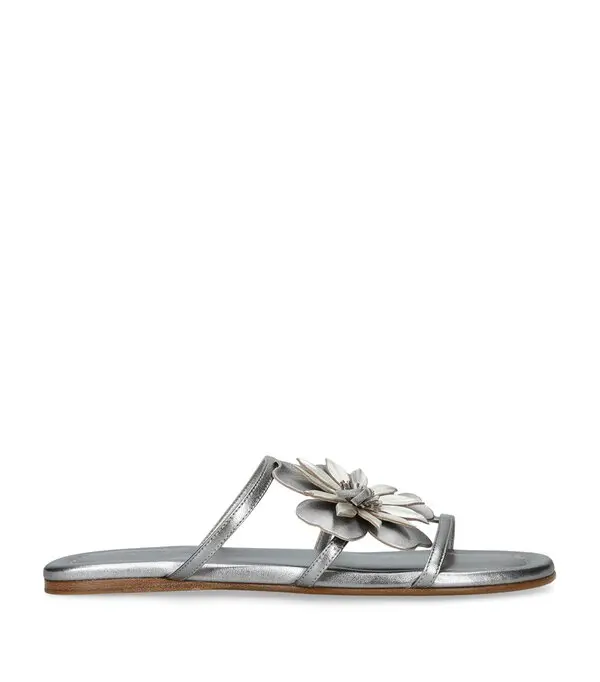 Zimmermann Metallic Leather Belara Slides - Silver