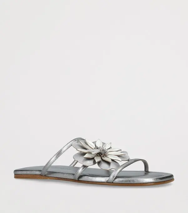 Zimmermann Metallic Leather Belara Slides - Silver