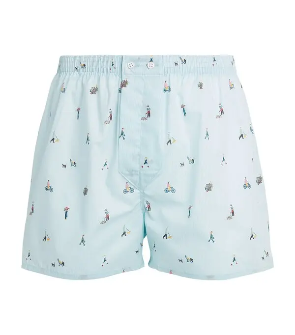 Derek Rose Cotton Printed Ledbury Boxer Shorts - Blue