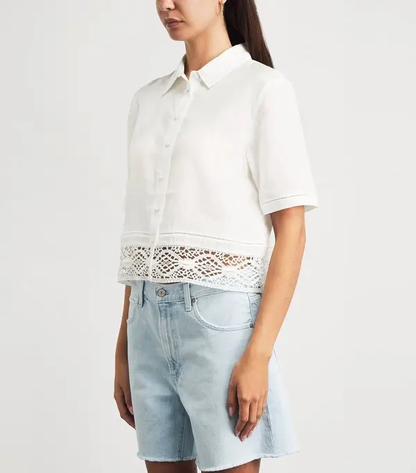 FRAME The Heirloom Shirt In Organic Ramie With Lace Detail
