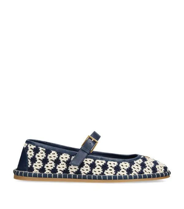 Valentino Garavani Crochet La Cruisette Ballet Flats - Blue