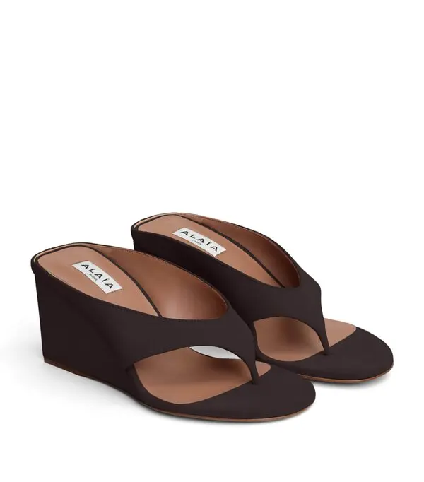 Alaïa Suede Cube Wedge Sandals 75 - Brown