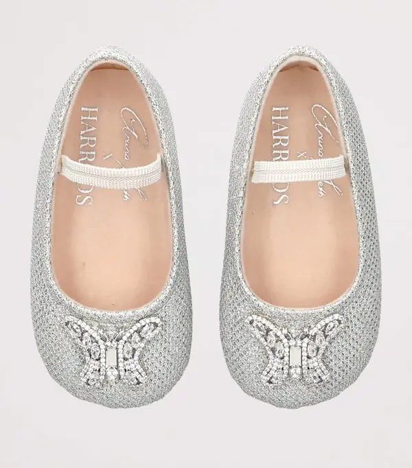 ARUNA SETH Glitter Odette Ballet Flats With Butterfly Embellishment