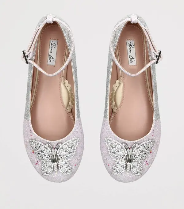 ARUNA SETH Glitter Angelina Ballet Flats With Butterfly Embellishment
